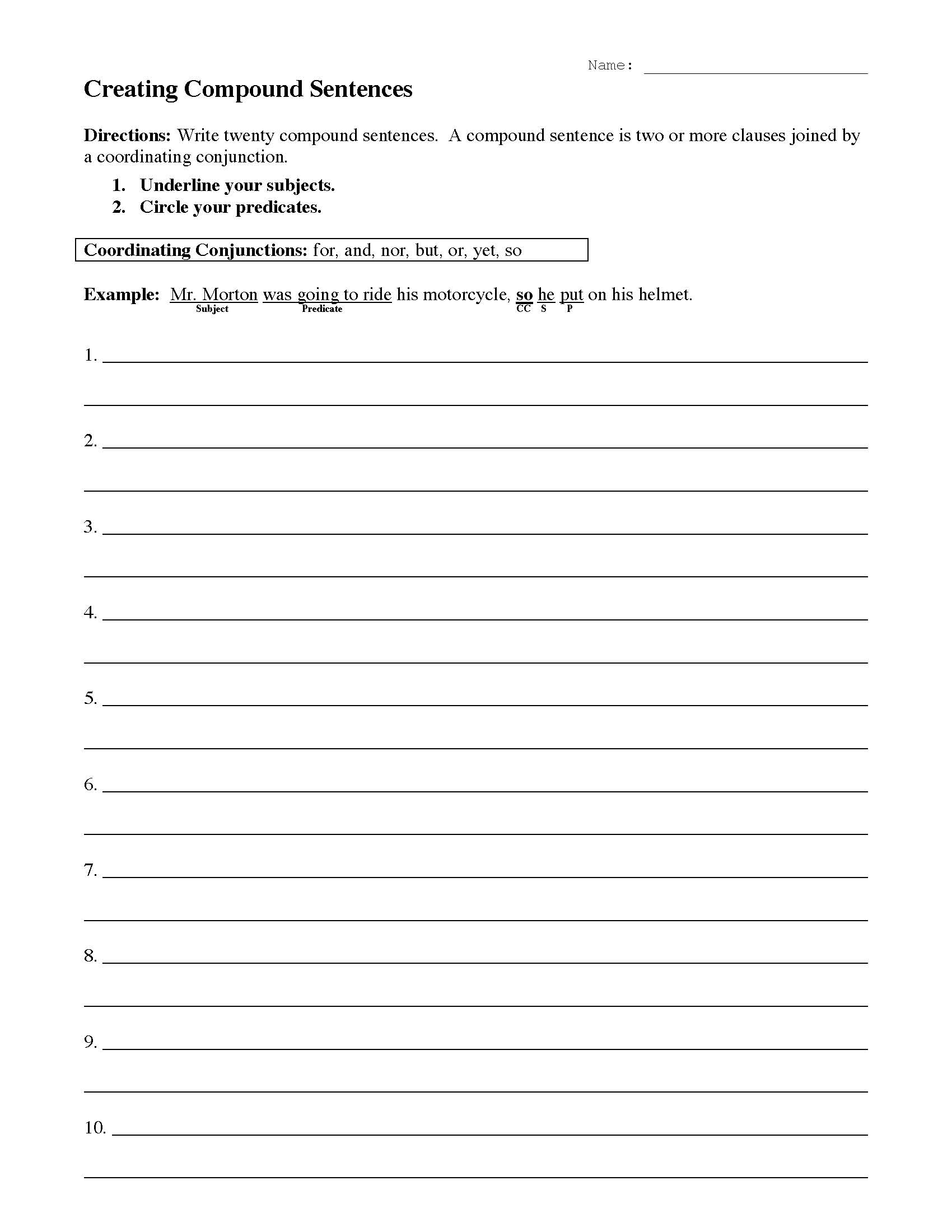 Compound Sentences Worksheet Foto Kolekcija Compound Sentences Worksheet Foto Kolekcija