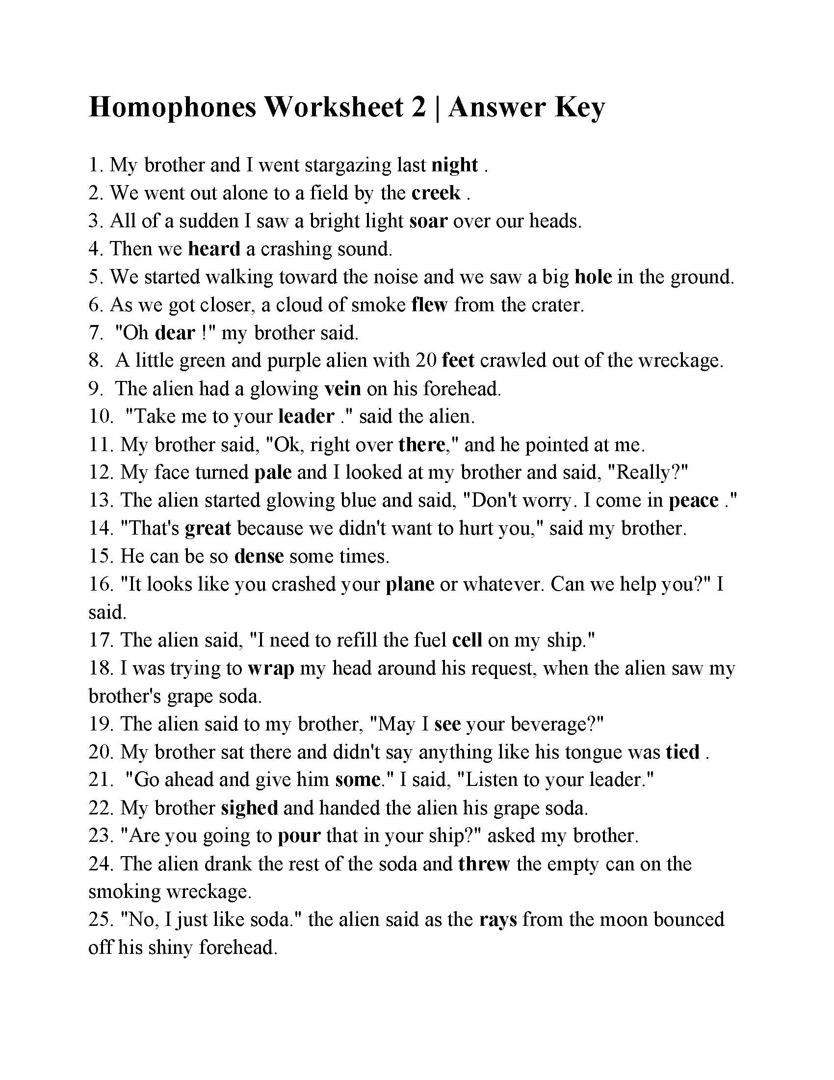 Homophones Worksheet 2 Answers Homophones Worksheet 2 Answers