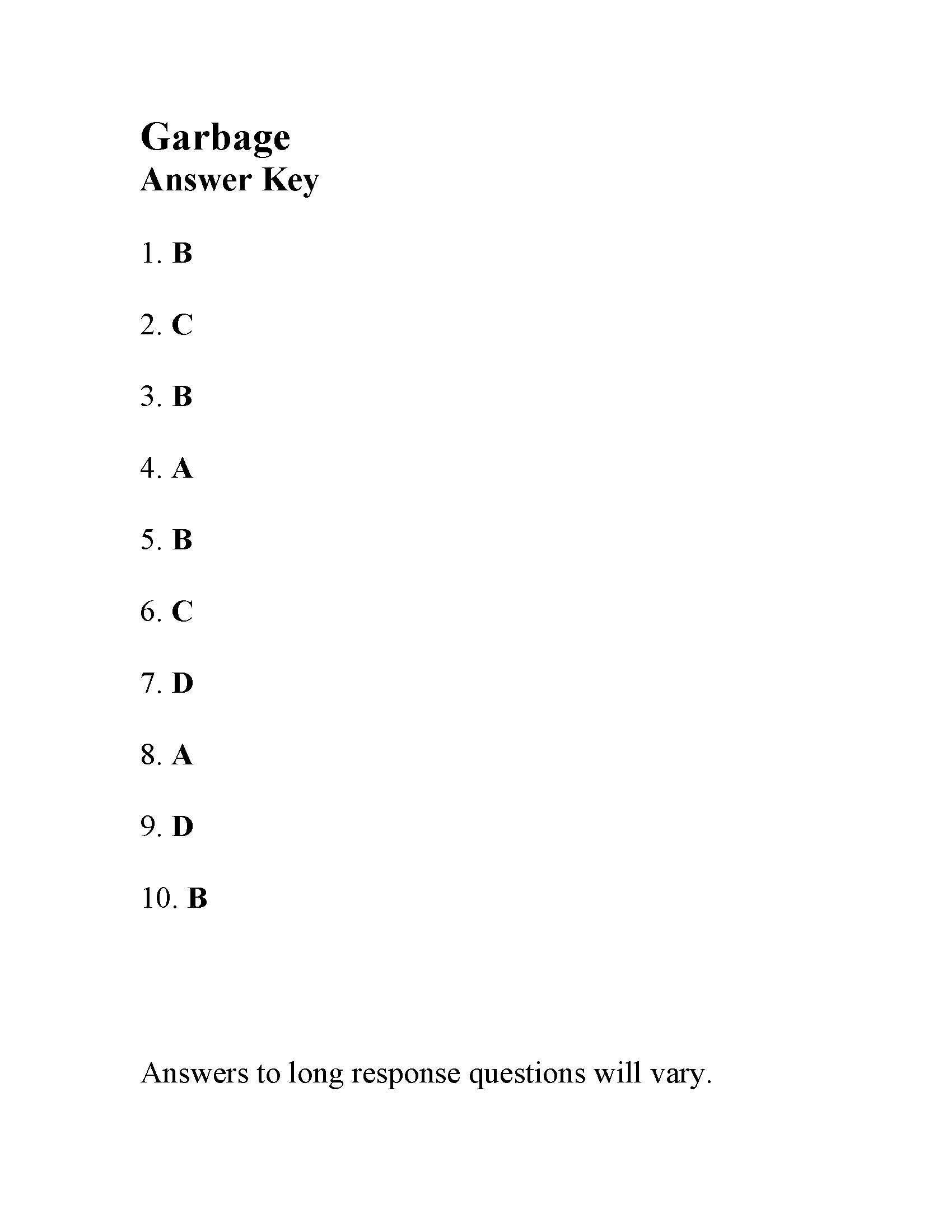 Garbage Answers