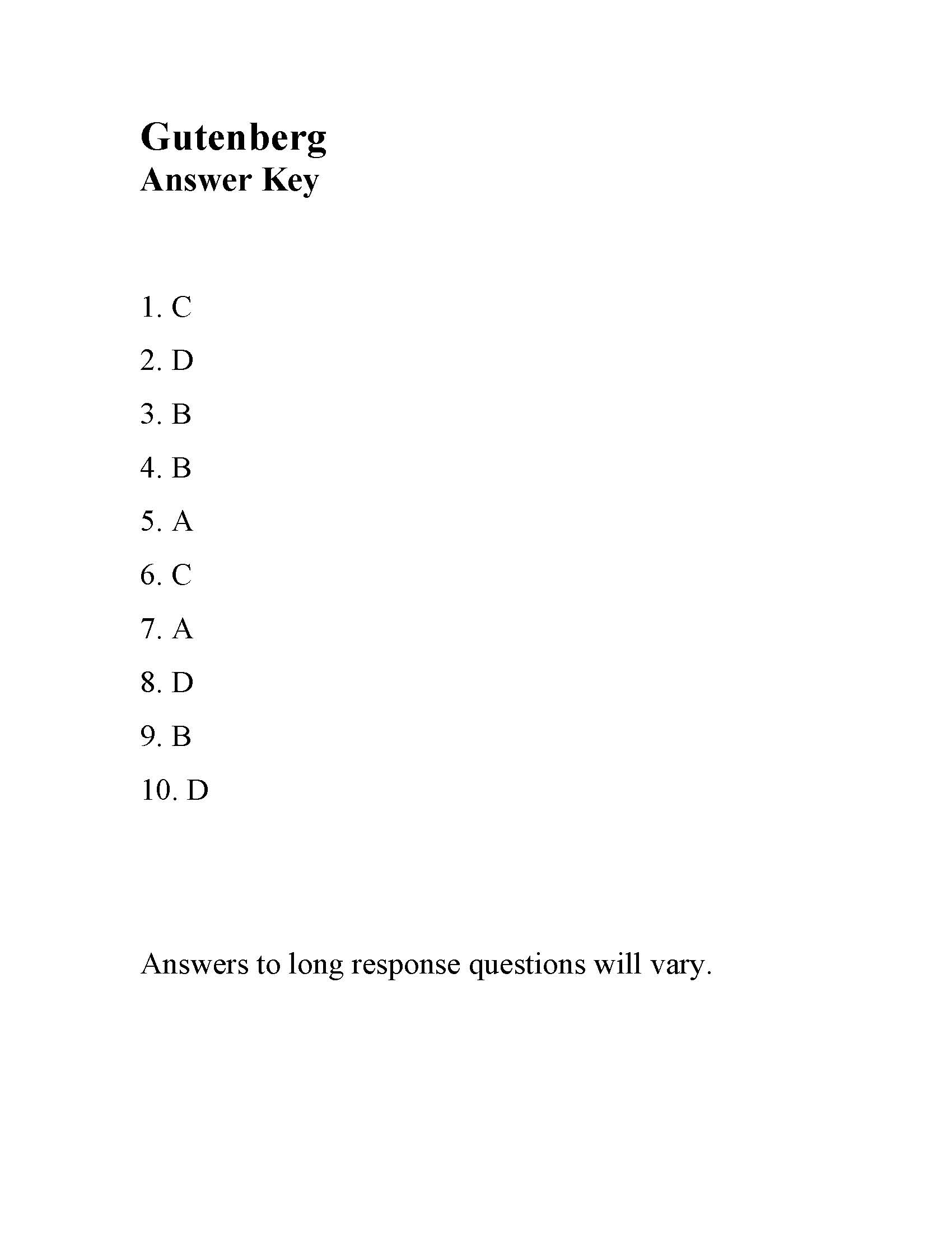 Gutenberg Answers