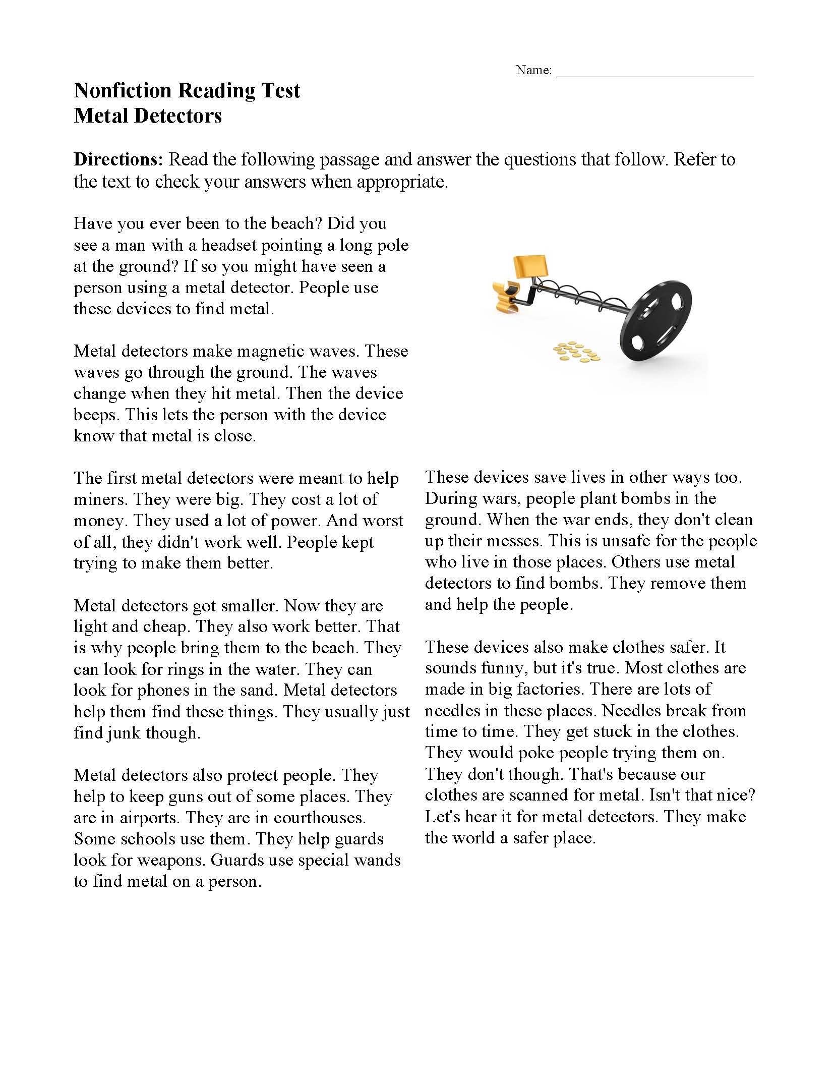Free Printable Reading Comprehension Worksheets For High School 