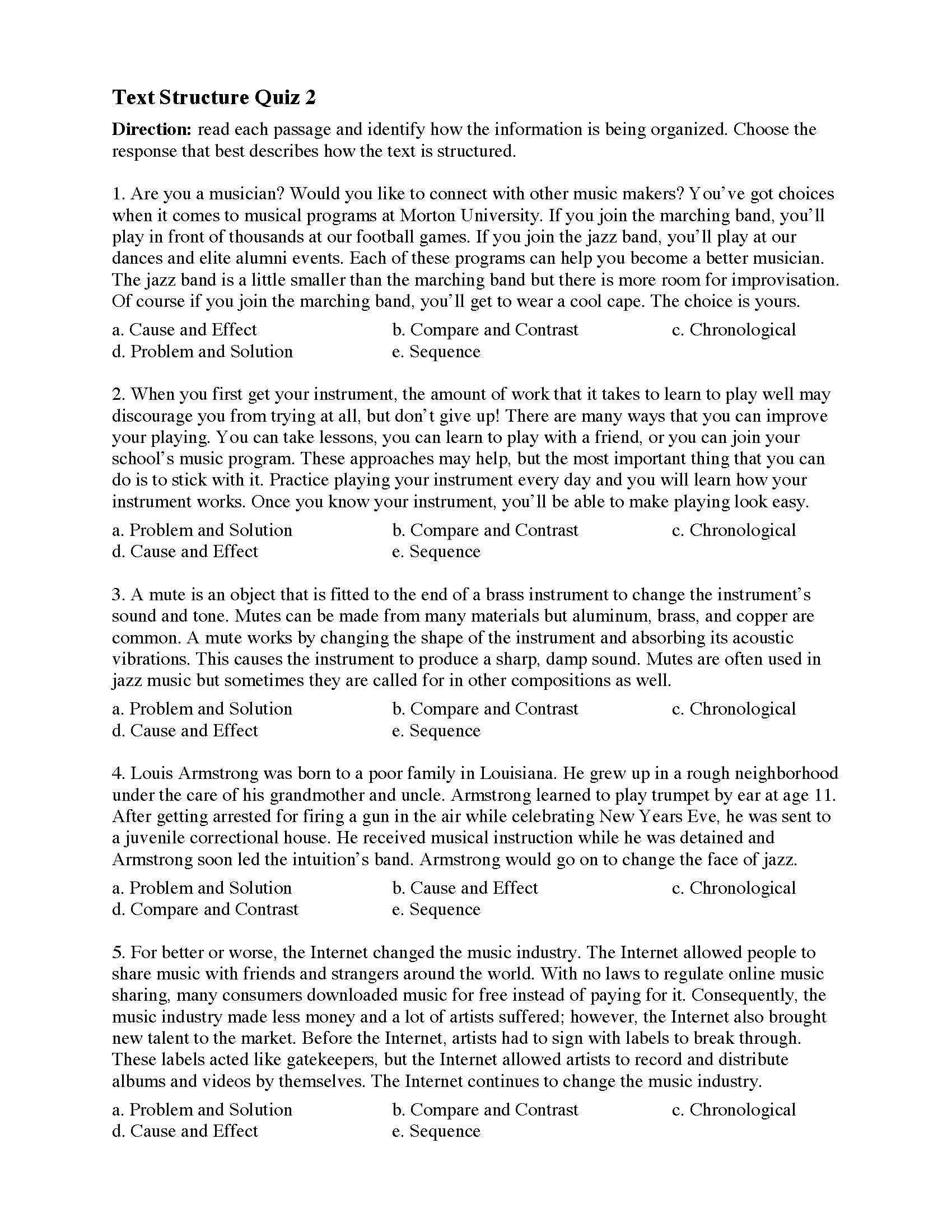 Text Structure Quiz 2 Preview