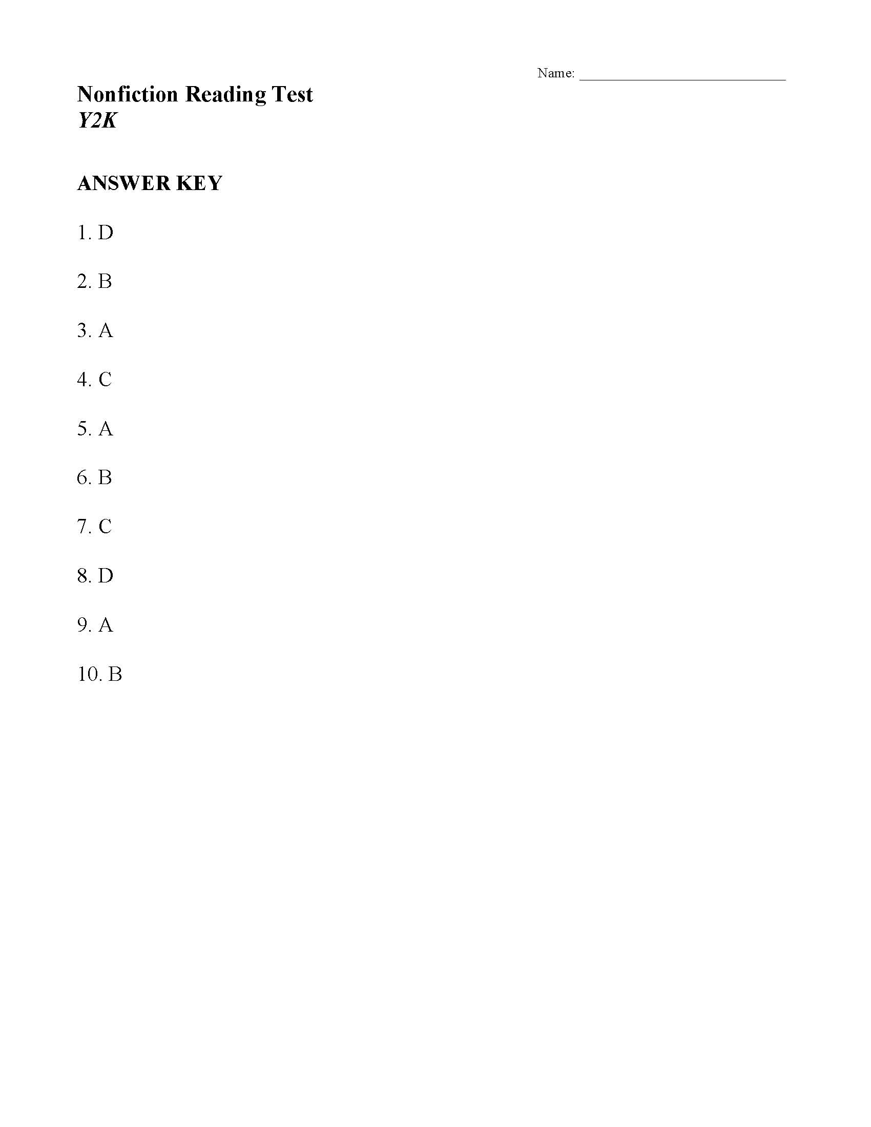 Y2K Nonfiction Reading Activity Y2K Nonfiction Reading Activity